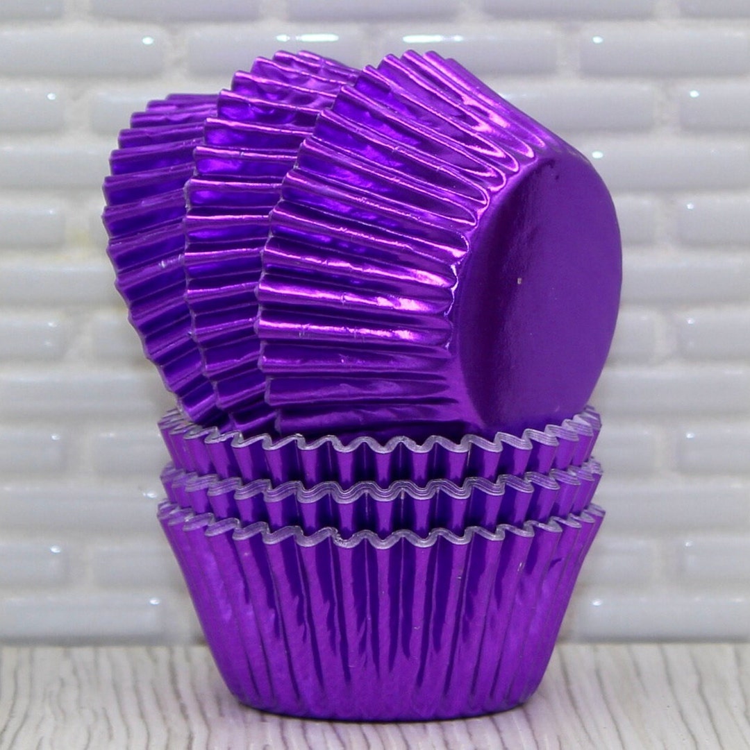 Mini Purple Foil Cupcake Liners (qty 50) Mini Purple Foil Baking Cups ...