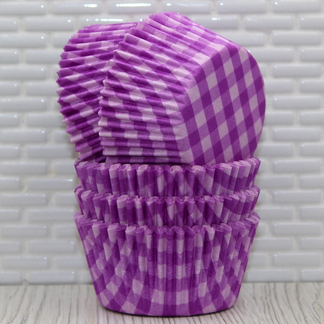 Purple Gingham Checked Cupcake Liners (qty 40) Purple Gingham Cupcake ...