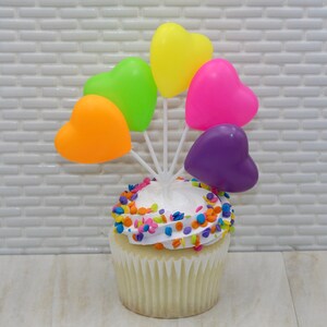 Red, White & Pink Heart Balloon Picks (qty 3 Clusters) Heart Shaped ...