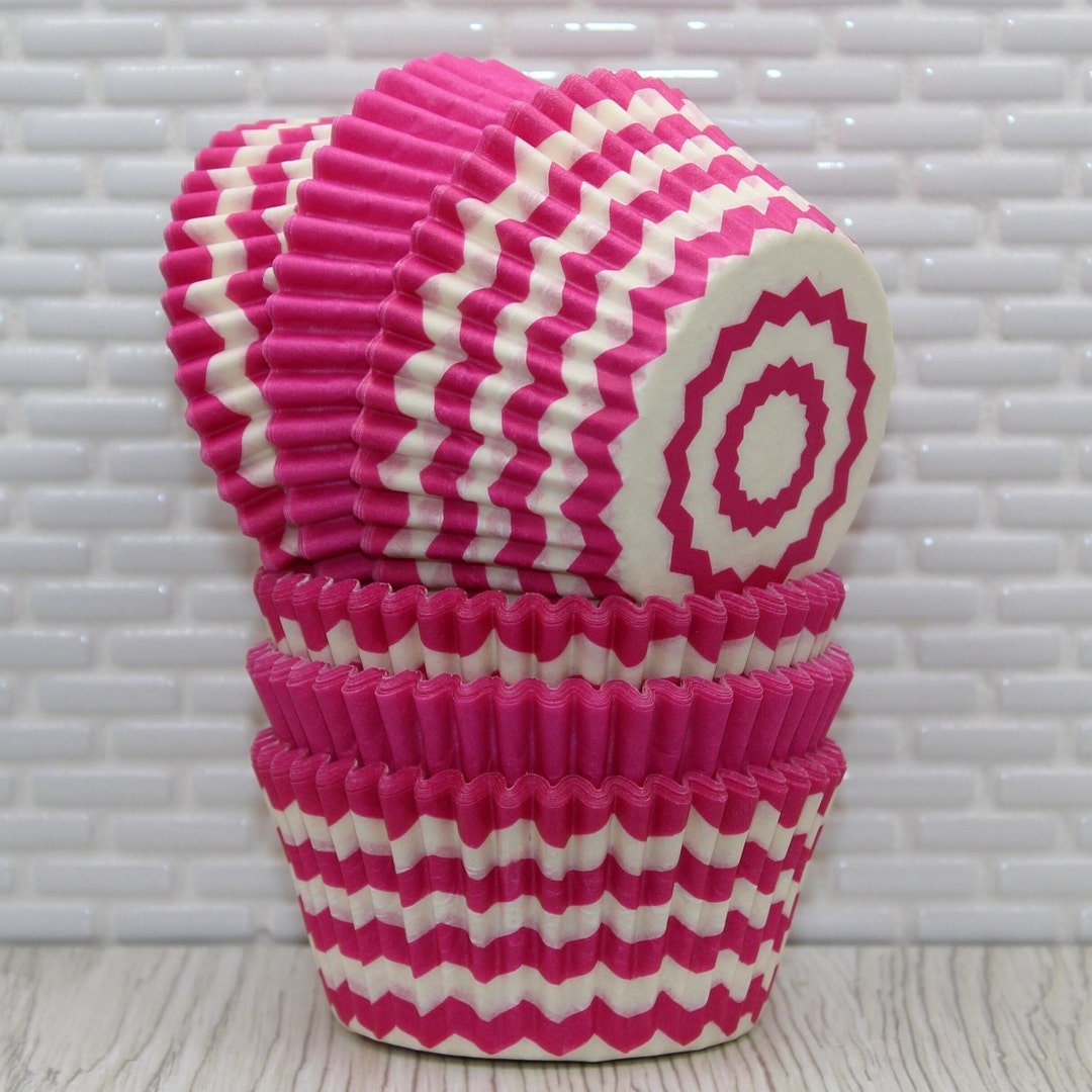 Pink Chevron & Solid Colored Heavy Duty Cupcake Liners (qty 32) Pink ...
