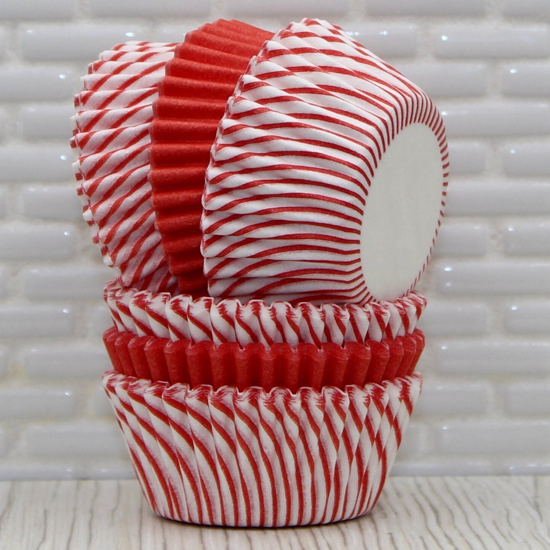 Mini Red Striped & Solid Cupcake Liners (qty 60) Mini Red Striped ...