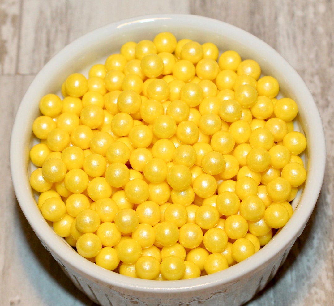Pearl Yellow Sugar Candy Beads 7 MM 3 Oz Yellow Candy Beads, Edible ...