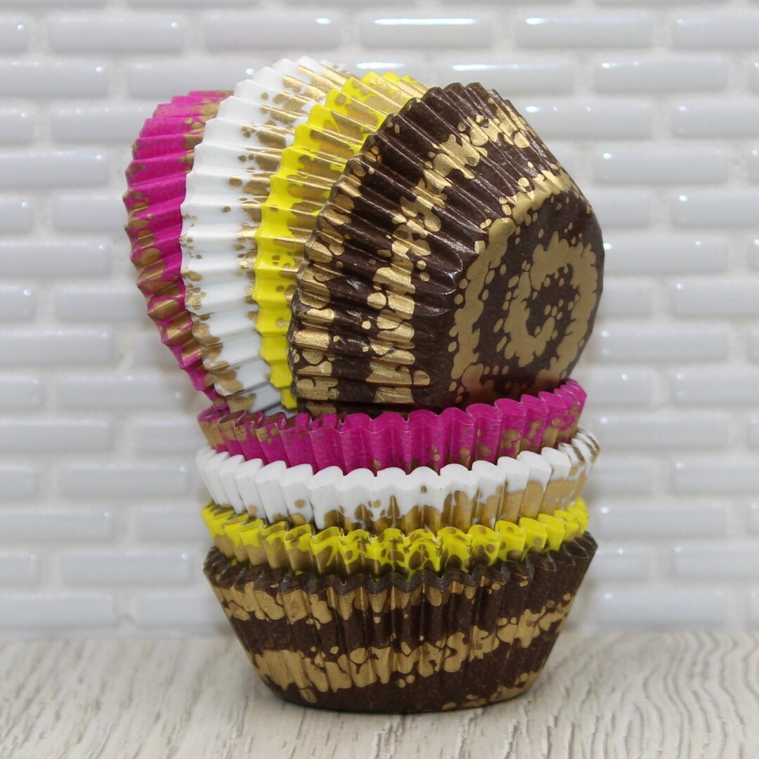 Mini Gold Swirl Glassine Candy Cup Assortment (qty 50) Mini White Candy ...