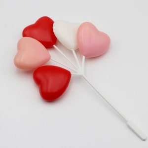Red, White & Pink Heart Balloon Picks (qty 3 Clusters) Heart Shaped ...