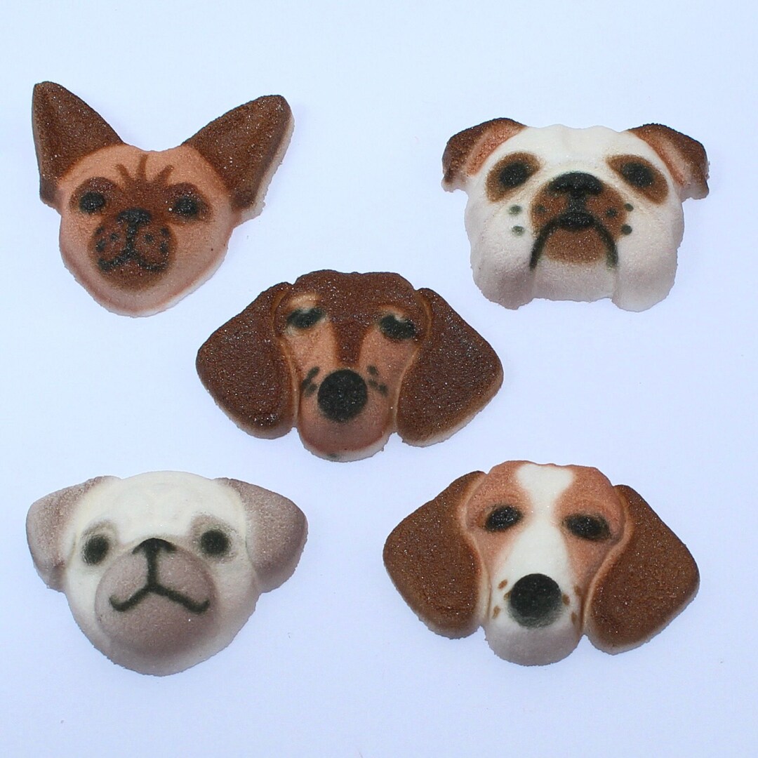 Dogs Edible Sugar Decorations Assortment (qty 10) | Edible Puppy Sugar ...