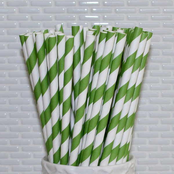 Green Striped Straws - Etsy