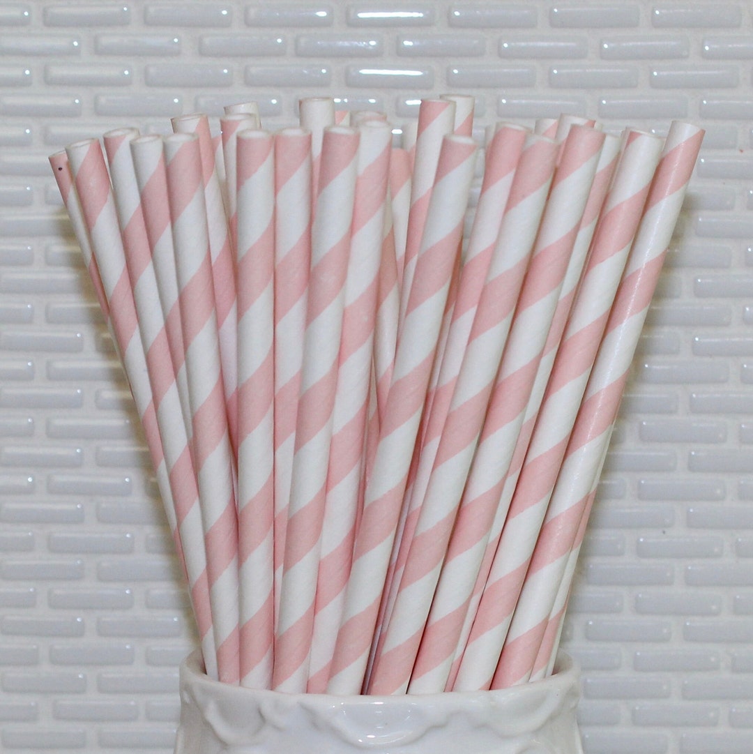 Peach Striped Paper Straws (qty 25) Peach Striped Straws, Peach Striped ...