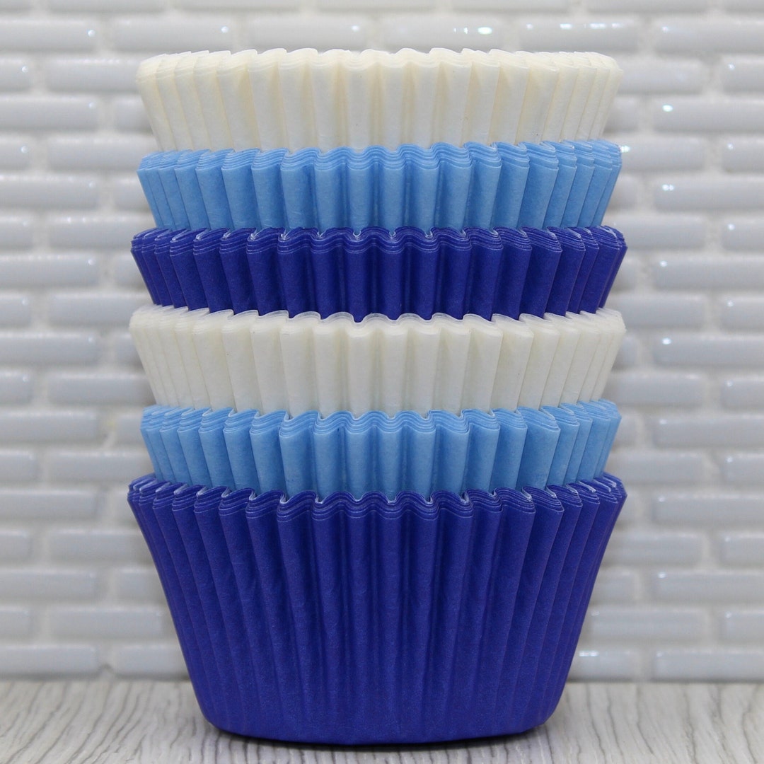 Dk Blue, Lt Blue & White Heavy Duty Cupcake Liners (qty 45) Blue ...