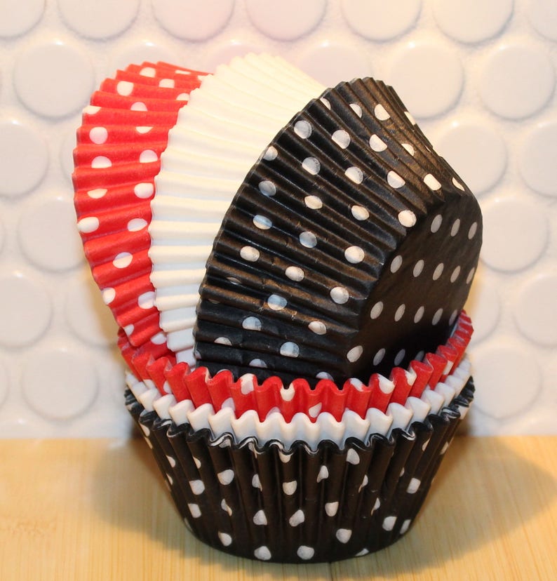 Red Black & White Polka Dot Cupcake Liners Qty 45 Red Polka | Etsy