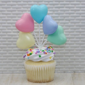 Red, White & Pink Heart Balloon Picks (qty 3 Clusters) Heart Shaped ...