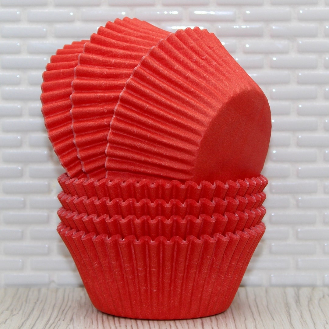 Red Cupcake Liners (qty 45) Red Cupcake Papers, Red Baking Cups, Red ...