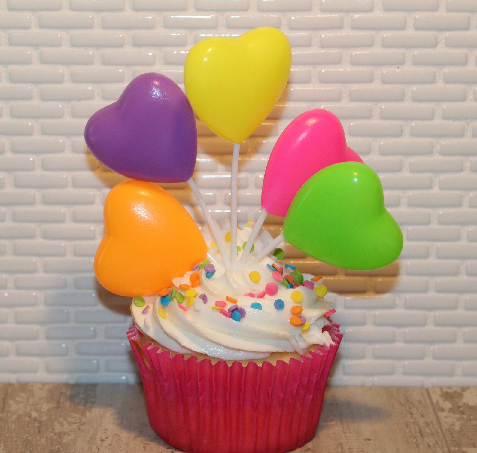 Bright Heart Balloon Picks qty3 Balloon Clusters Bright | Etsy