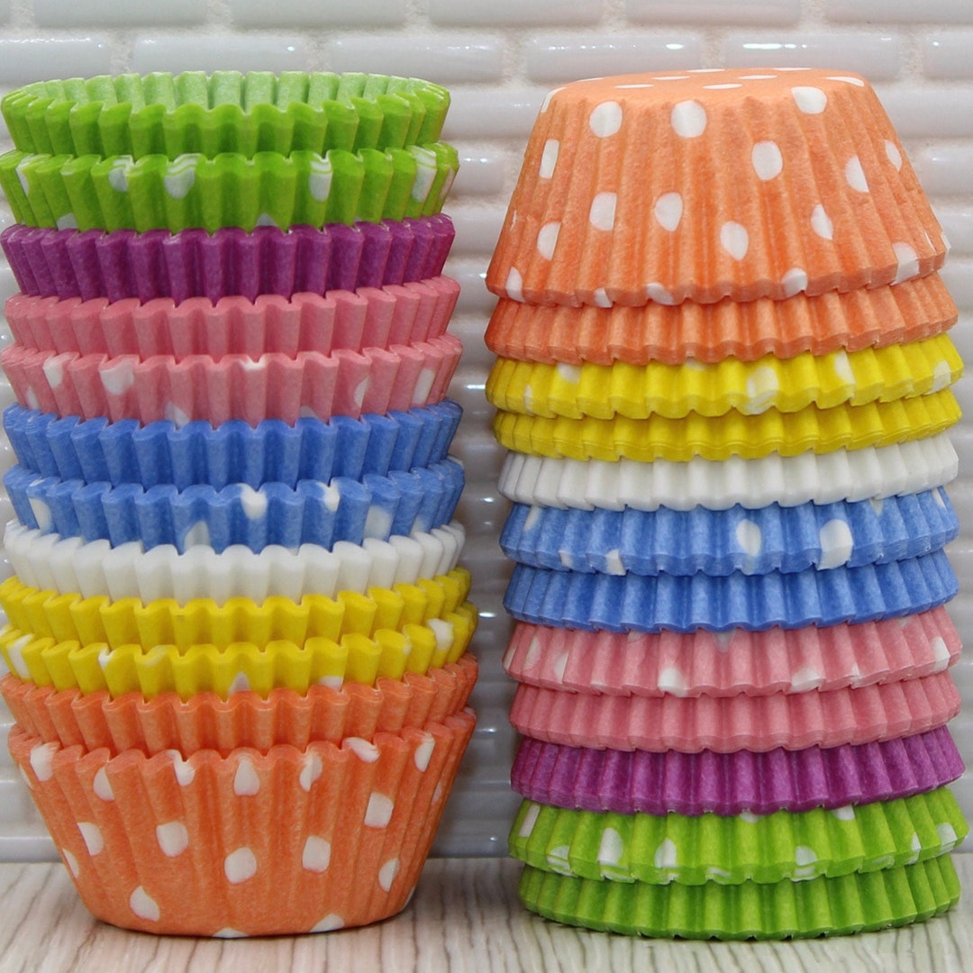 Mini Pastel Rainbow Polka Dot & Solid Cupcake Liners (qty 120) Mini ...