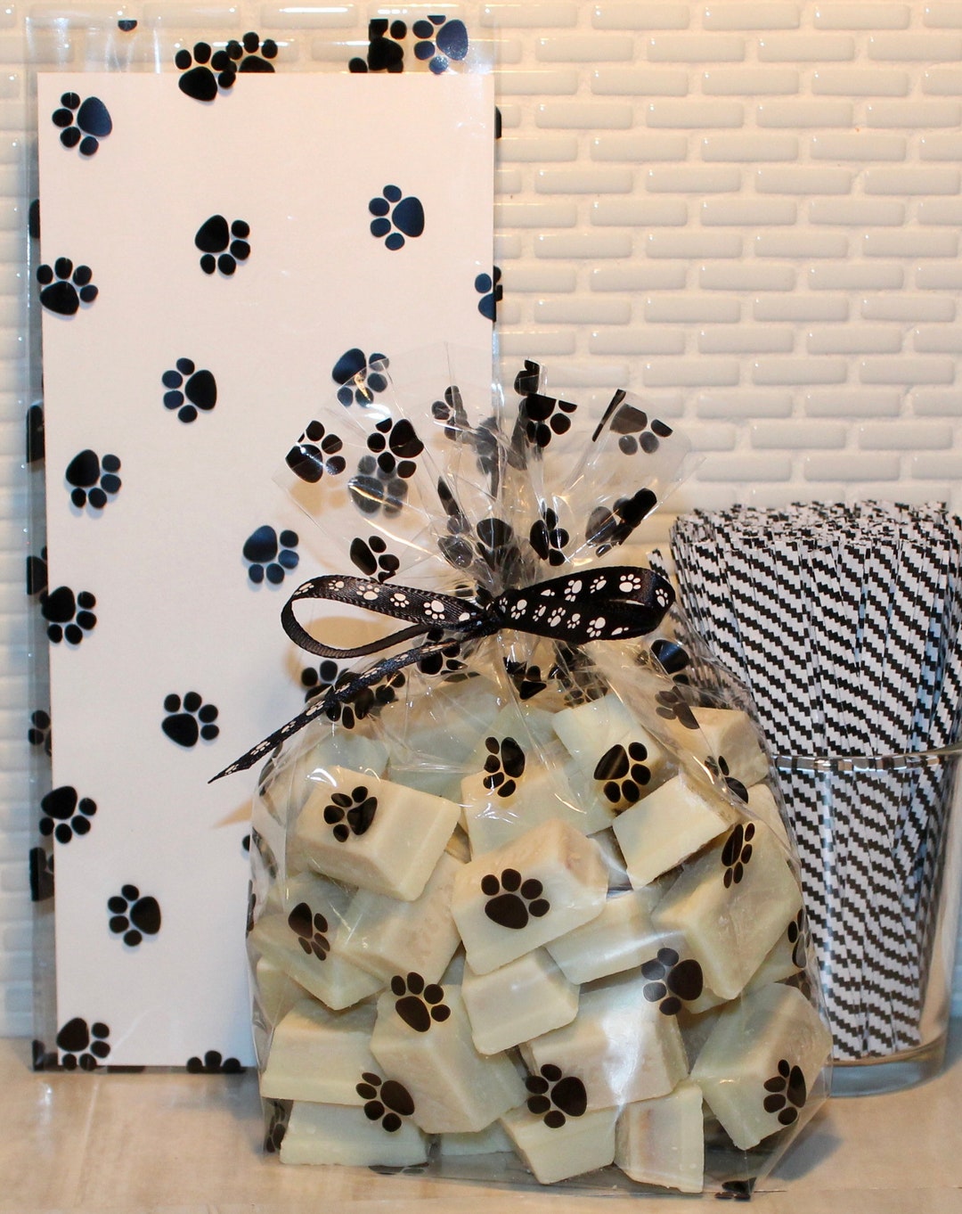 BULK Black Paw Print Cellophane Bag (qty 100) Paw Print Treat Bags ...