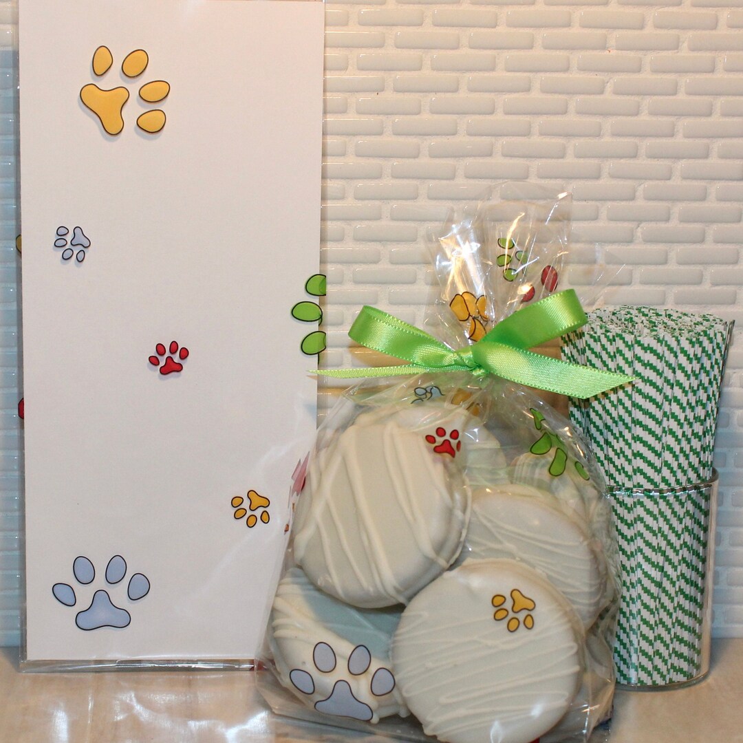 Colored Paw Print Cellophane Bags qty 10 Paw Print - Etsy