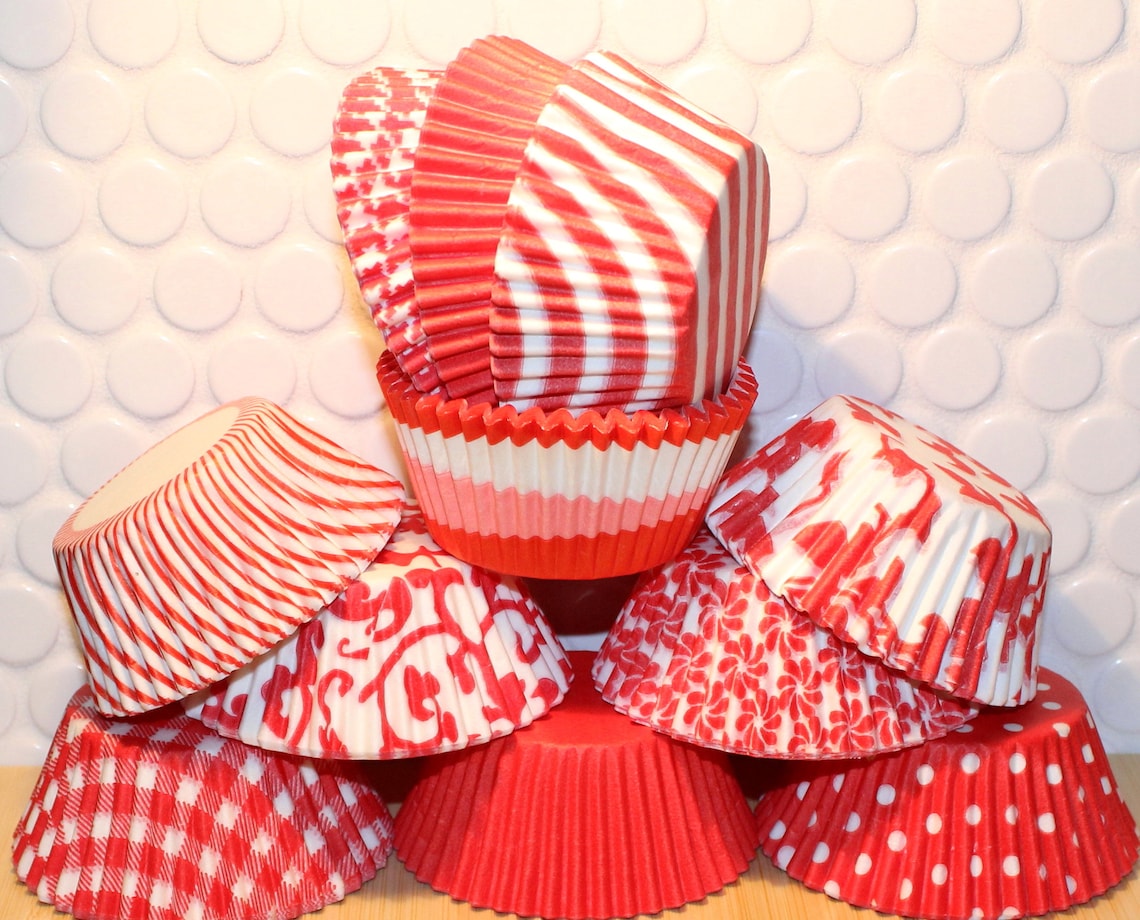 Red Gingham Cupcake Liners qty 45 Red Gingham Baking Cups - Etsy