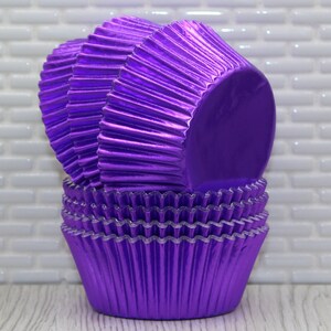 Mini Purple Foil Cupcake Liners (qty 50) Mini Purple Foil Baking Cups ...