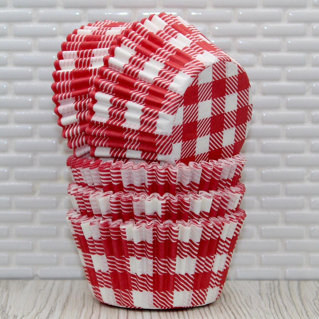 Red Plaid Heavy Duty Cupcake Liners (qty 32) Red Plaid Cupcake Liners ...