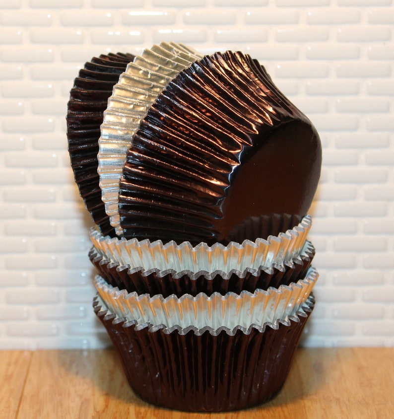 Formal Black Metallic Cupcake Liners Asst Qty 60 Black Foil Etsy