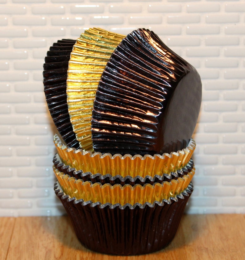 Formal Black Metallic Cupcake Liners Asst Qty 60 Black Foil Etsy