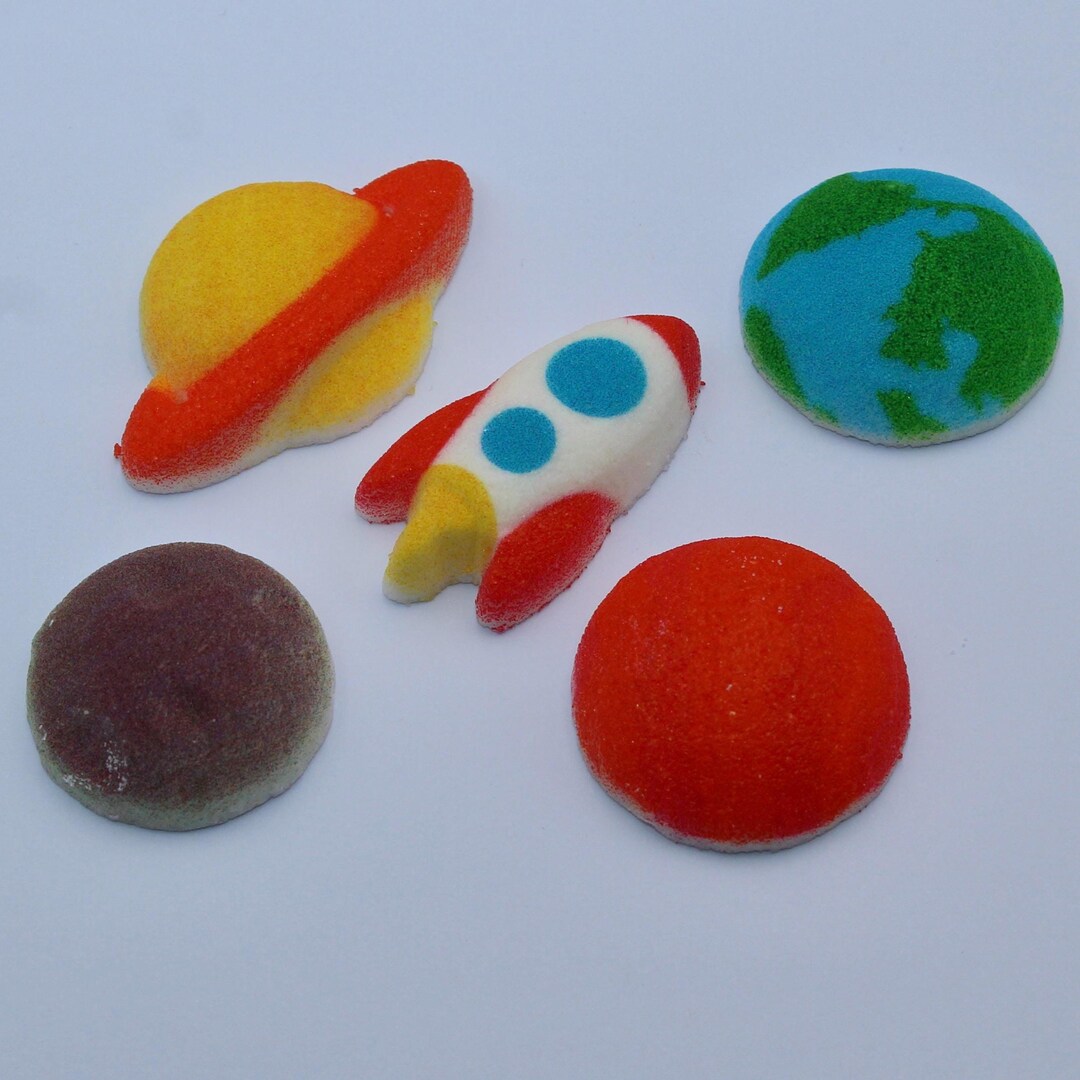 Outer Space Assortment Edible Sugar Decorations (qty | Rocket Ship ...