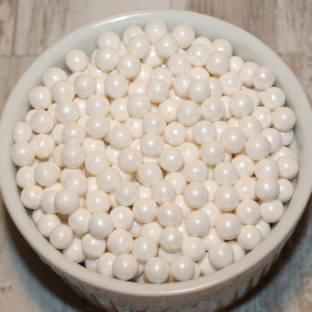 Pearl White Candy Beads 7 MM (3 Oz) White Candy Beads, Edible White ...