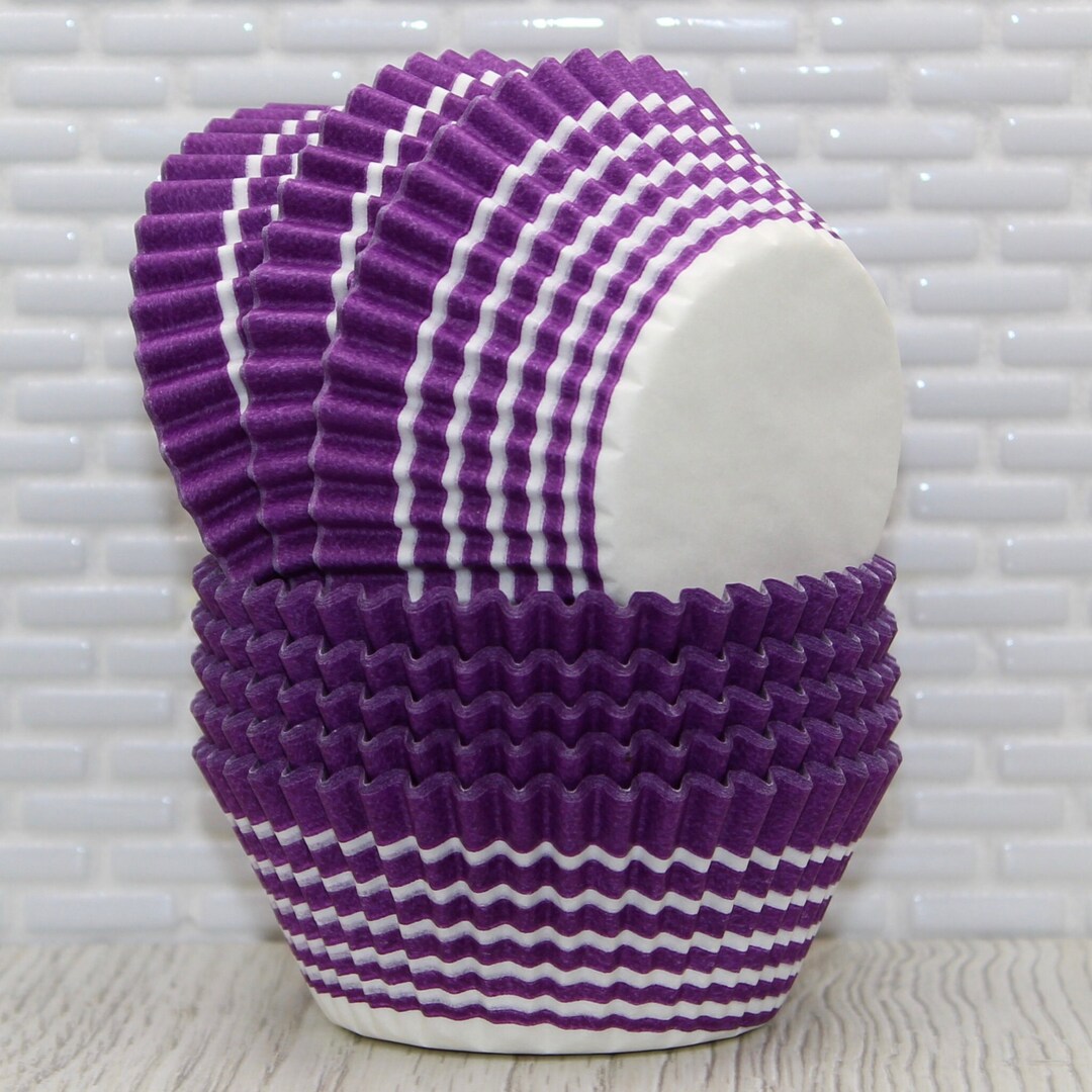 Purple Stripe Cupcake Liners (qty 45) Purple Stripe Baking Cups, Purple ...