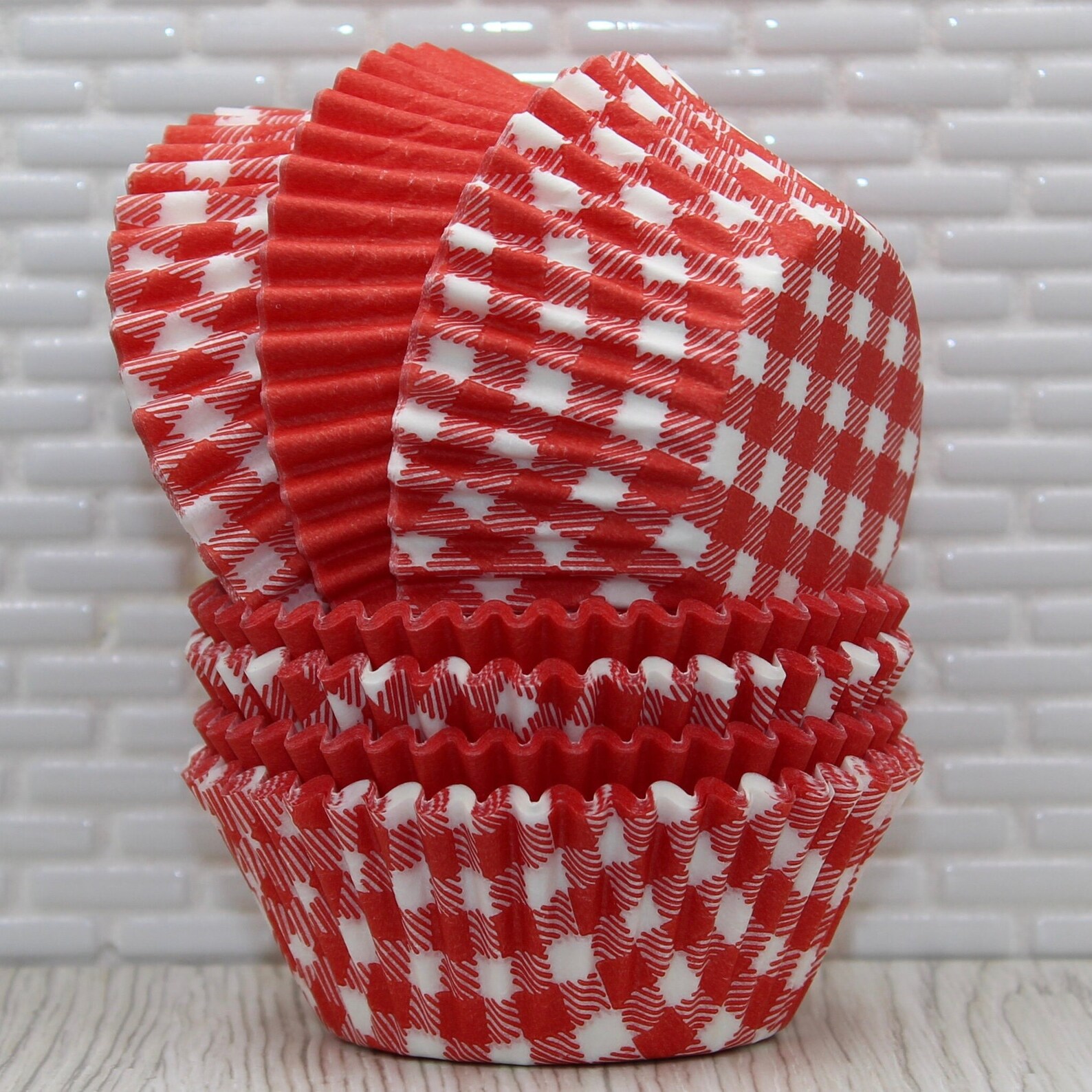 Red Gingham Cupcake Liners (qty 45) Red Gingham Baking Cups, Red ...