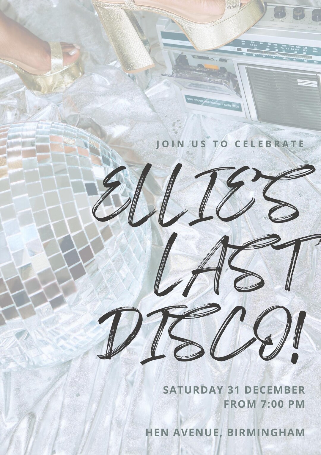Editable LAST DISCO! Hen Party Invitations - Etsy