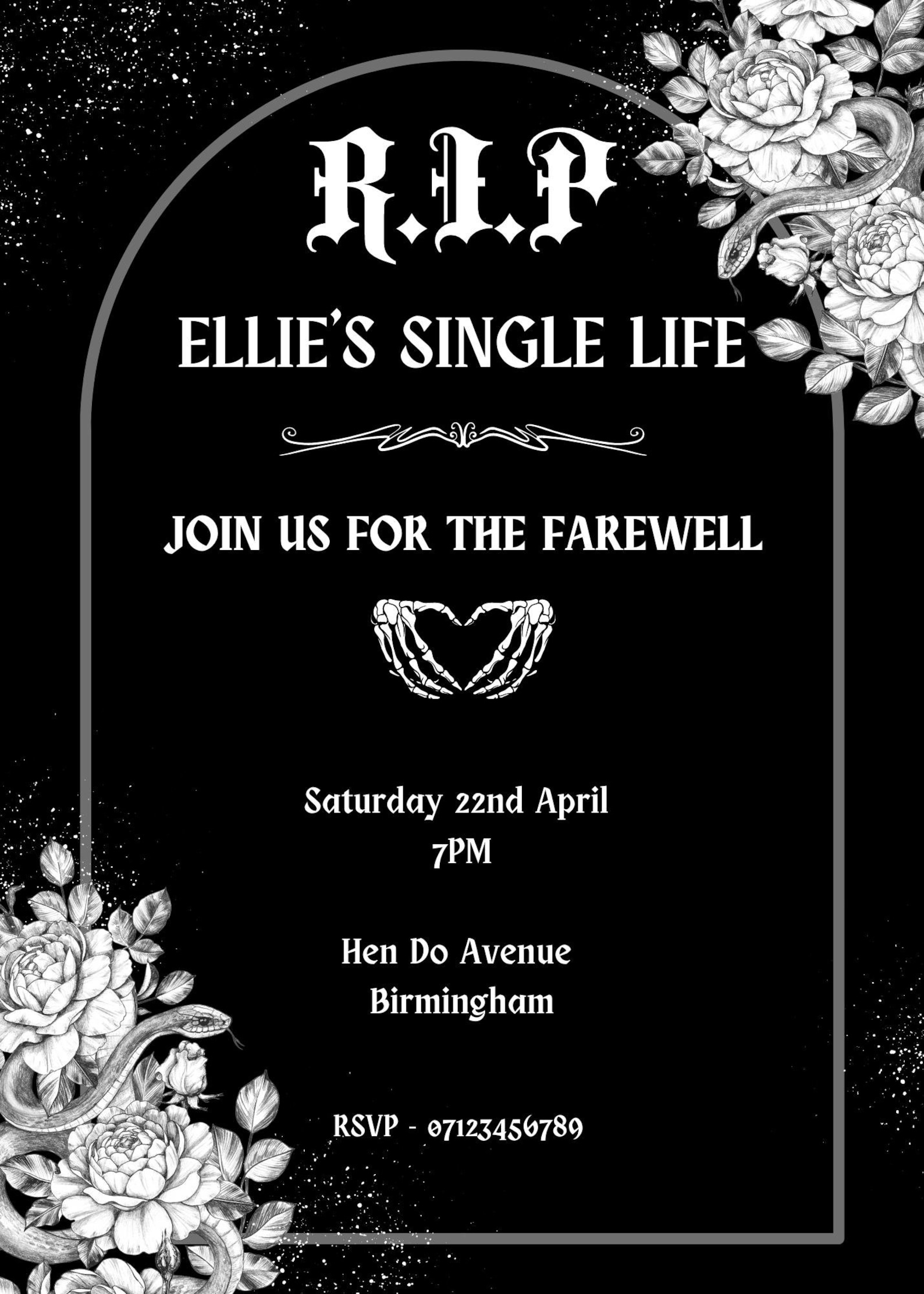 RIP Single Life! Hen Party Invitations EDITABLE - Etsy