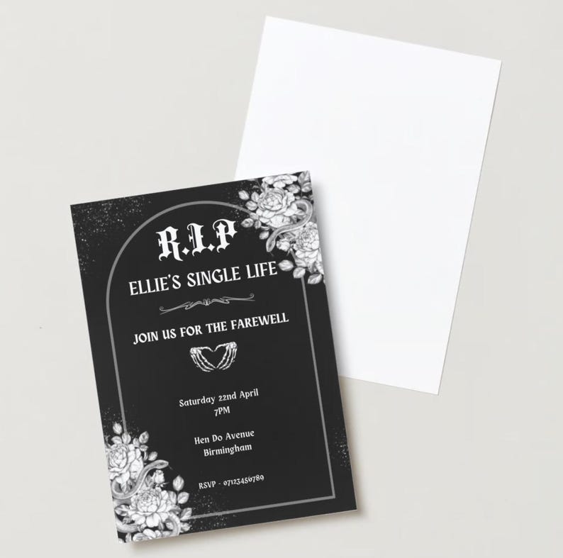 RIP Single Life! Hen Party Invitations EDITABLE - Etsy