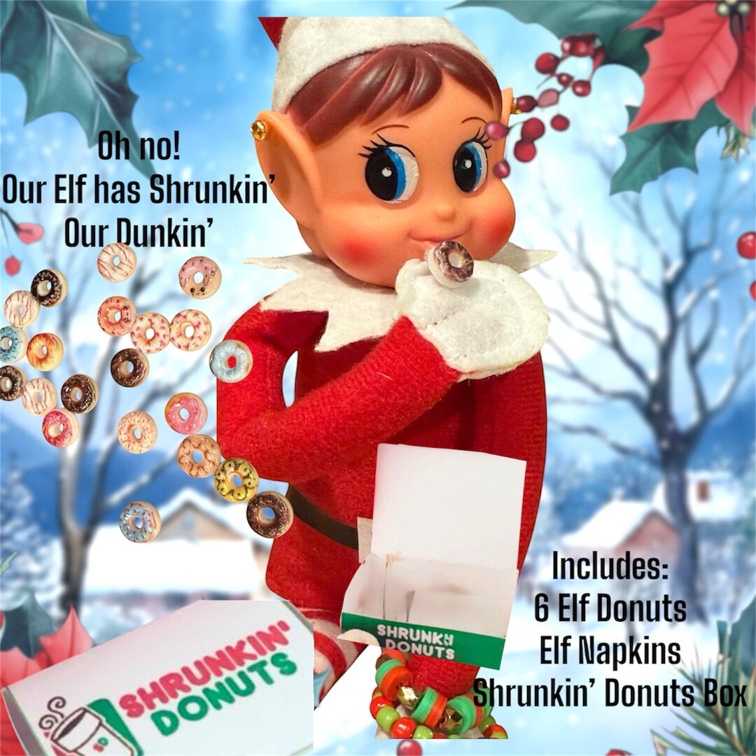 Elf Donuts. Shrunkin’ Donuts. Miniature Elf Donuts. Box of Donuts. Elf Prop. Elf Visit ...