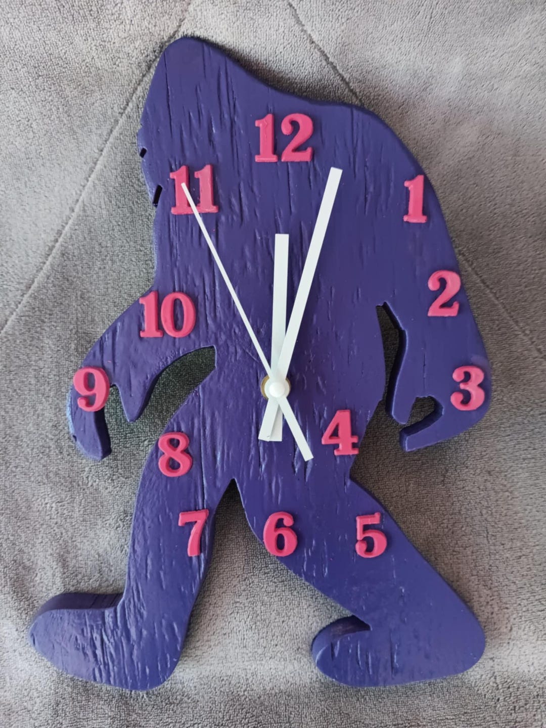 Purple Bigfoot Silhouette Clock – Hot Pink Numerals With White Hands - Etsy