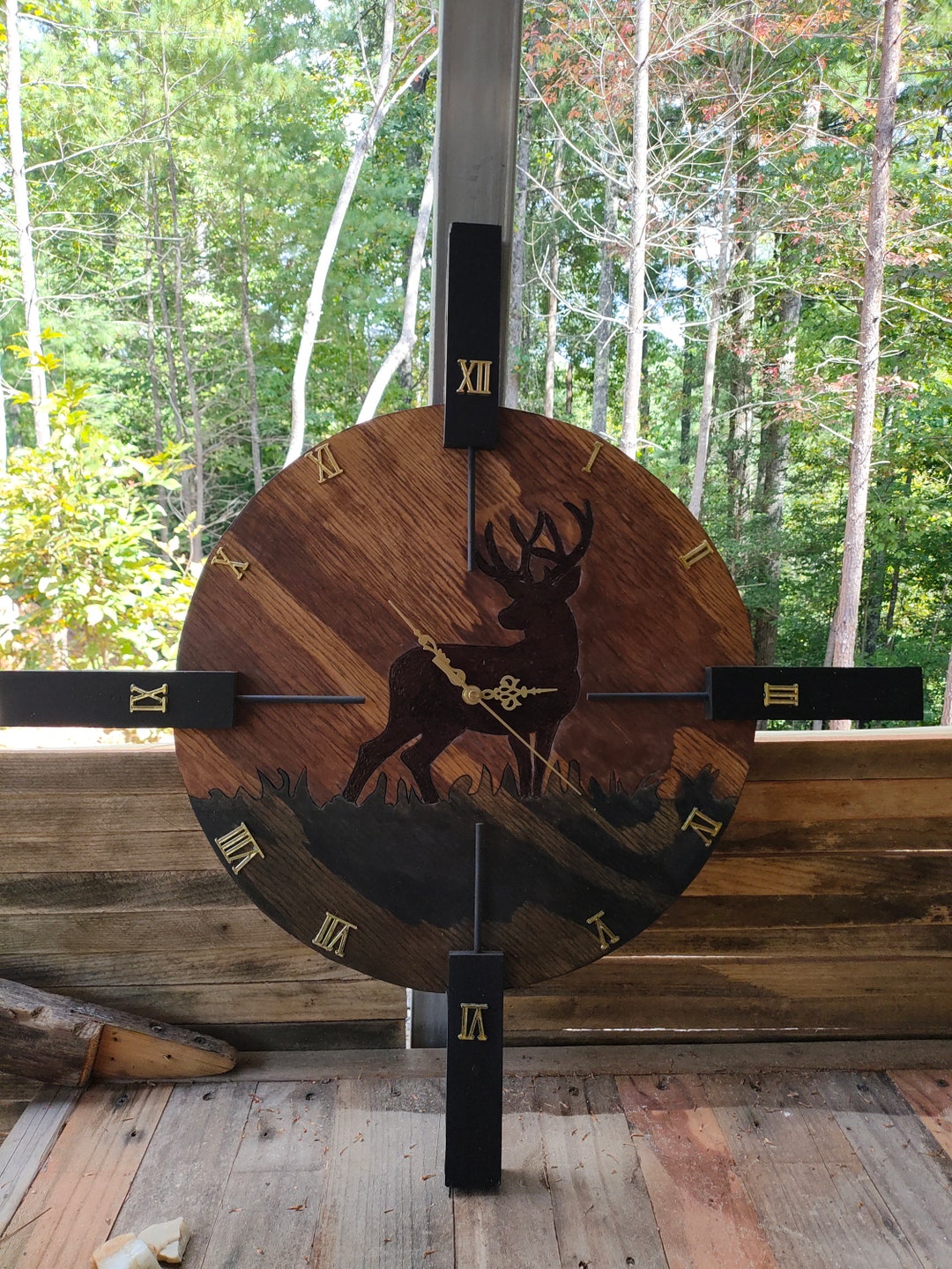 Rustic Deer Artistry Wall Clock - Etsy