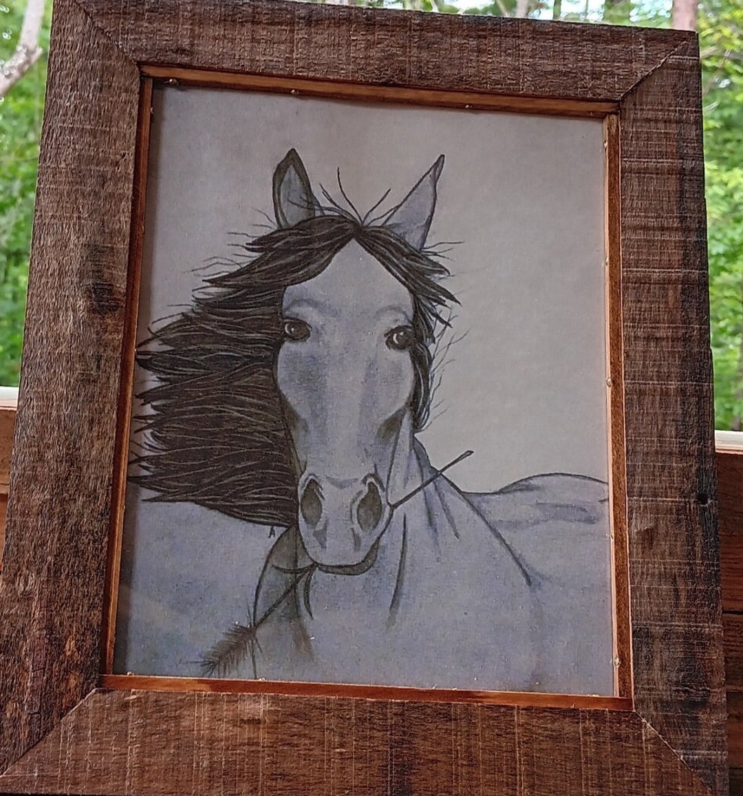 Original Print of a Horse Chewing Straw - Etsy