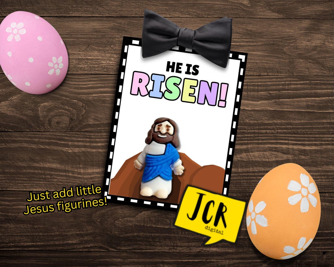 He is RISEN- Jesus Figurine Tags- Little Jesus Tags- Church Handout ...