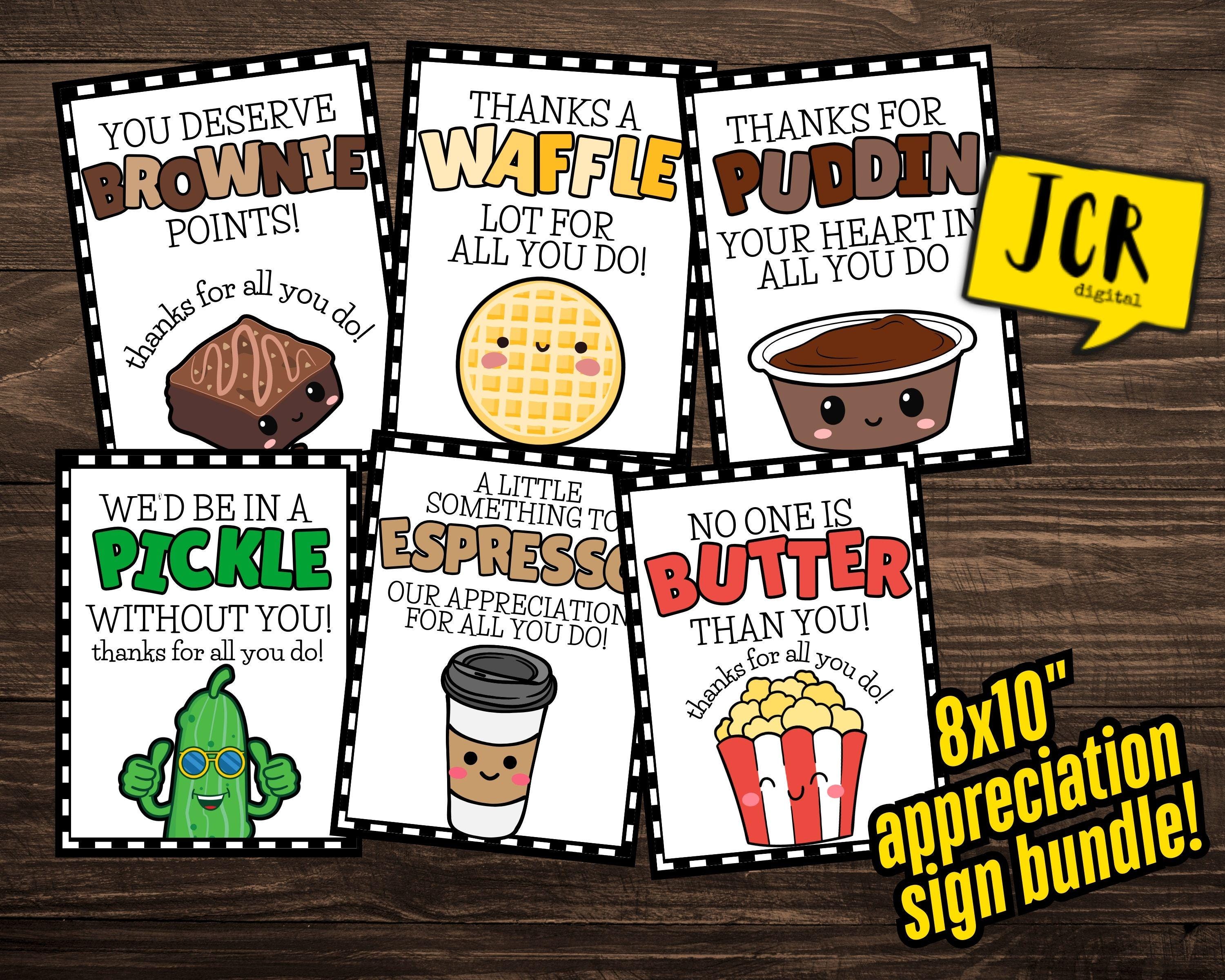 Employee Appreciation Sign Bundle: Punny Food Art (8x10" Digital ...