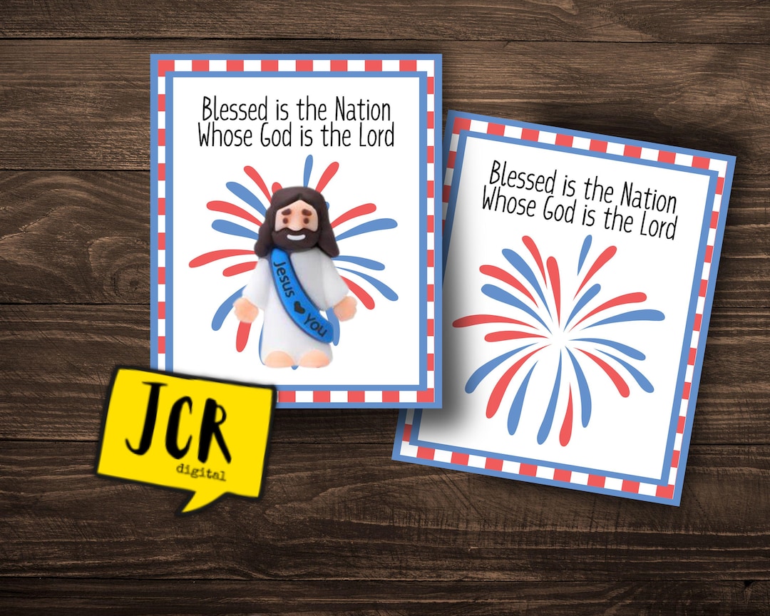 Patriotic Jesus Figurine Tags: 4th of July Parade Handouts (PDF ...