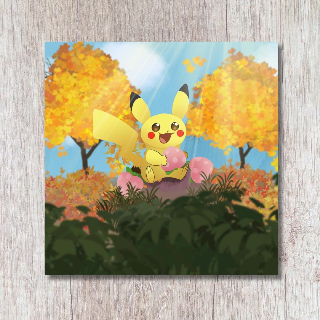 Pikachu With Pecha Berry Pokemon Digital Print - Etsy