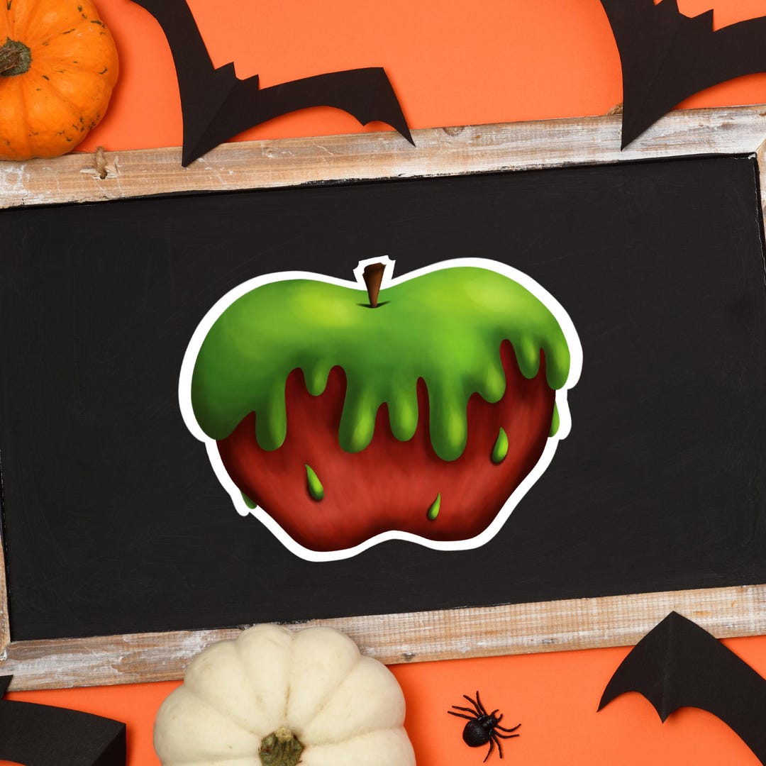 Halloween Poisoned Red Apple Sticker - Etsy