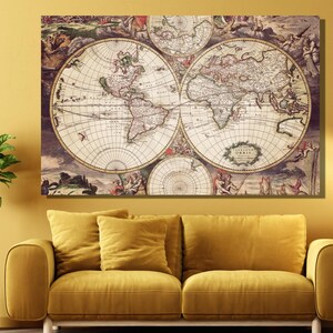Historical World Map,classroom Wall Art,vintage World Map Print Wall ...