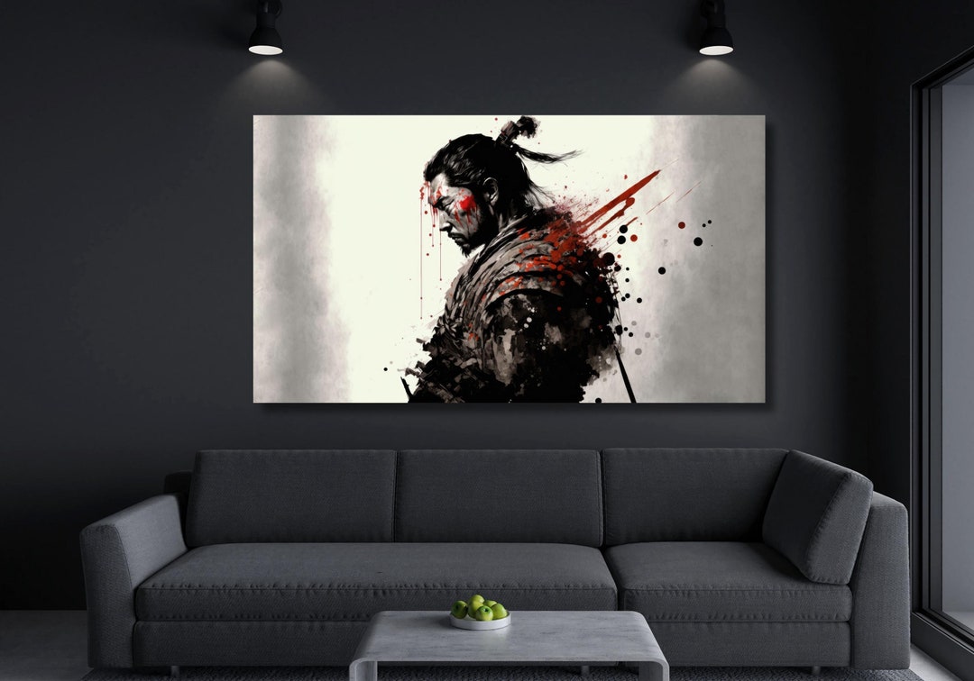Samurai Poster,samurai Canvas Painting,samurai Man Canvas Print ...