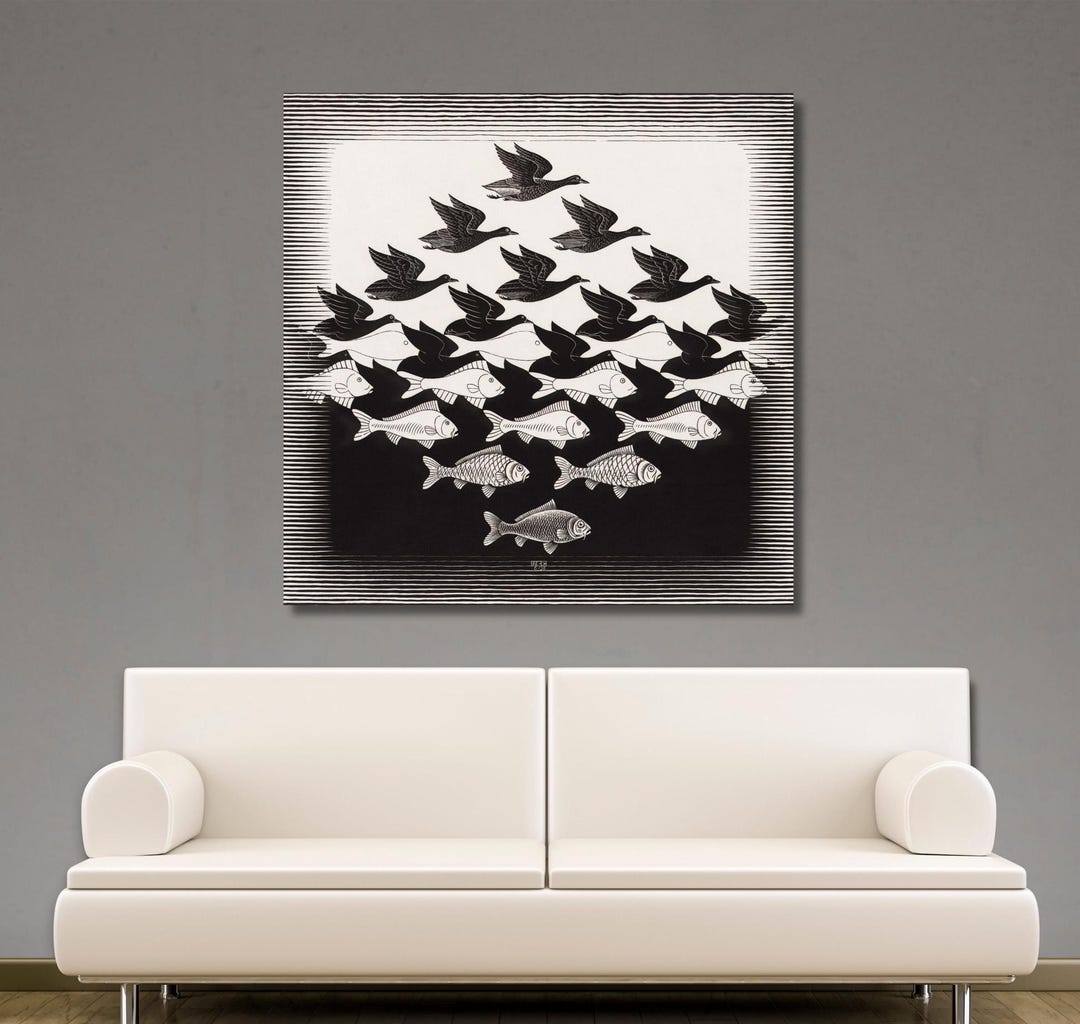 Escher Wall Art,maurits Cornelis Escher Underwater and Above Water ...