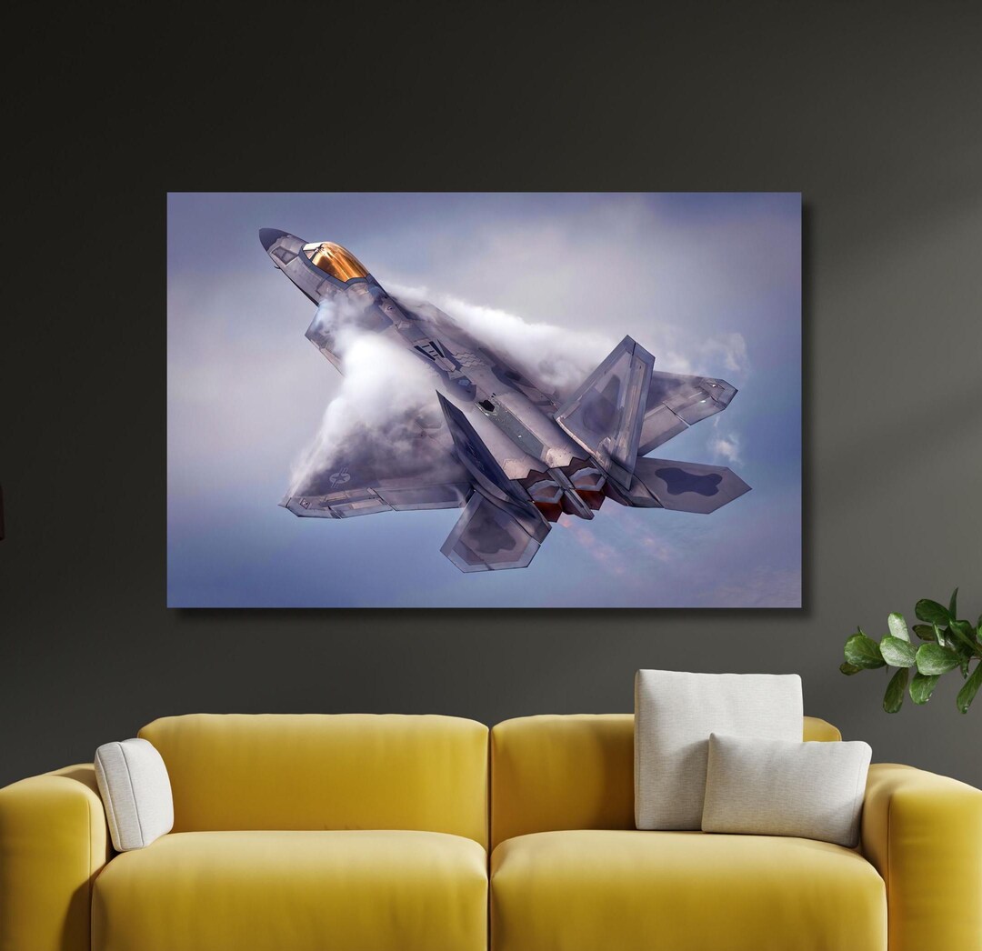 Figther F22 Printing, Fighter Jets Canvas or Poster, F-22 Raptor Wall ...