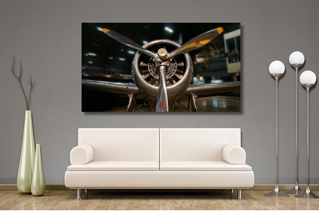 Aviation Aircraft Print Vintage Poster Canvas Airplane Propeller Canvas ...