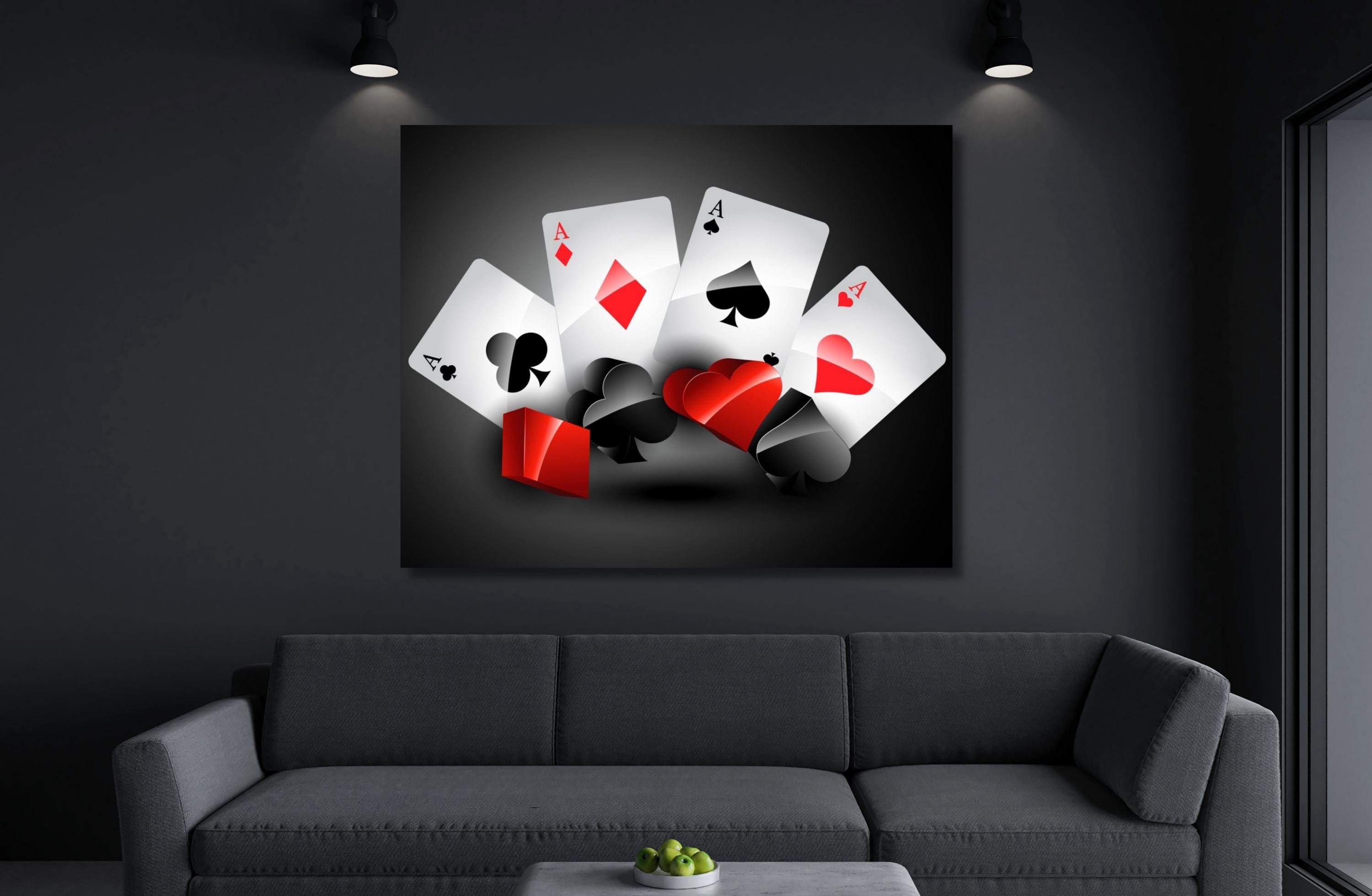 Playing Cards Poster,colorful Playing Cards Wall Print,poker Wall Art ...