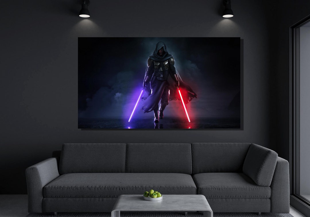 Starwars Canvas Poster Art Darth Raven Lightsaber Poster Hand Made ...