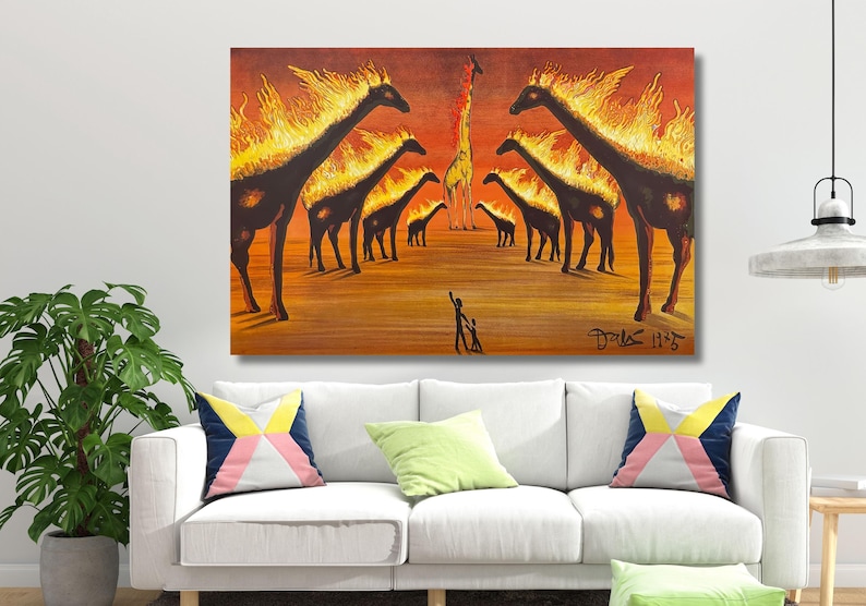 Salvador Dali Poster,salvador Dali Burning Giraffes in Brown 1975 ...