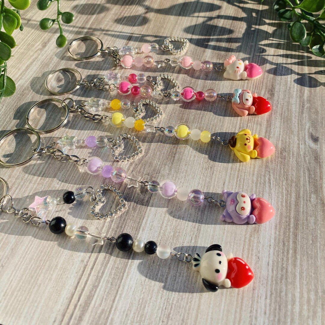 Sanrio Friends Beaded Keychains, Cute Charms, Kawaii Bag Accessories ...