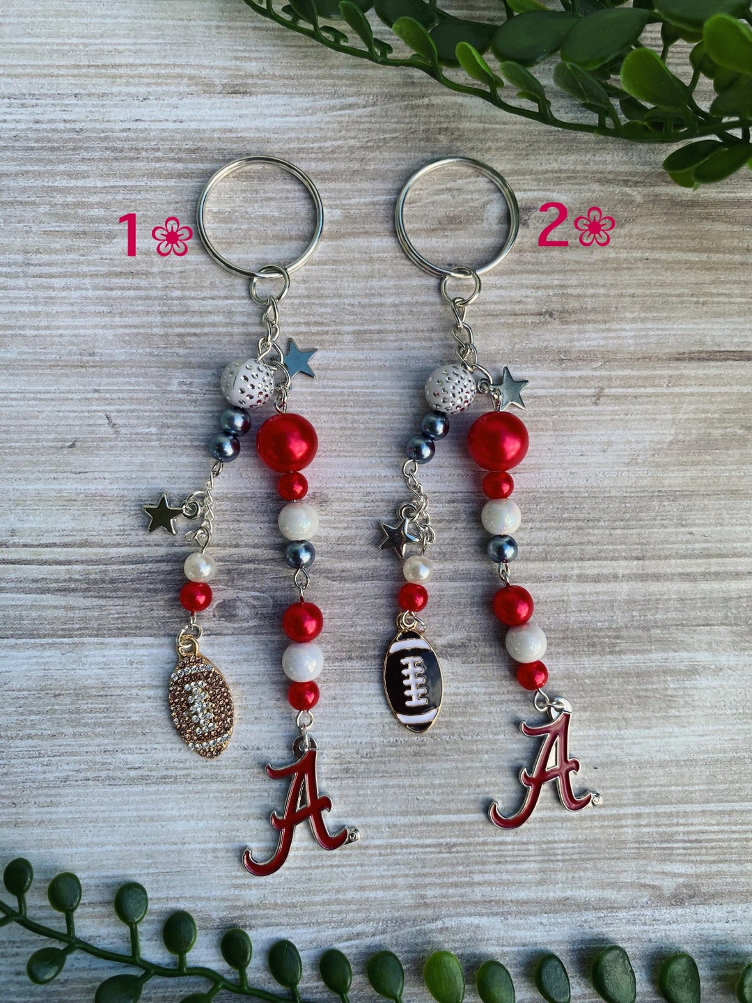 Alabama Crimson Tide College Football Keychain With Beaded Accents ...